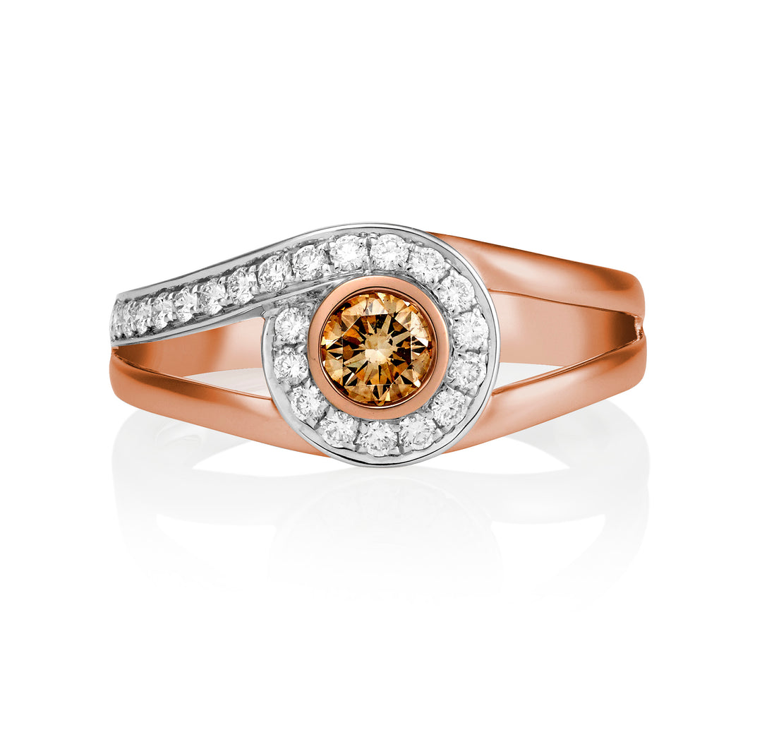 Australian Chocolate Diamond Half Swirl Ring