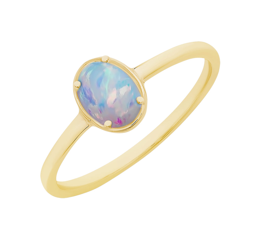 9ct Yellow Gold Created Opal Ring – Phil Peel Jewellers